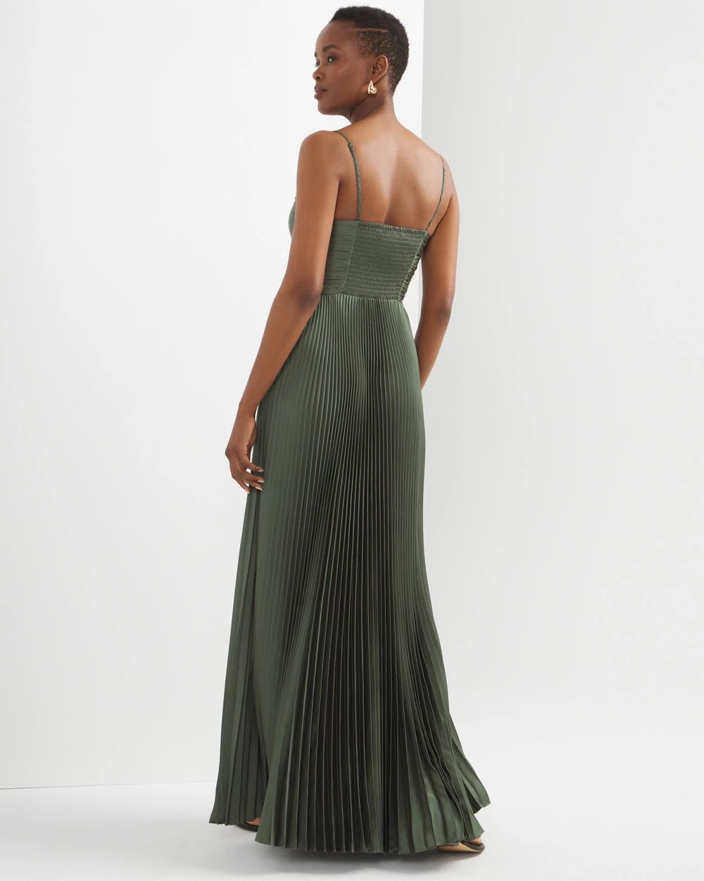 Satin Pleated Maxi Dress | White House Black Market